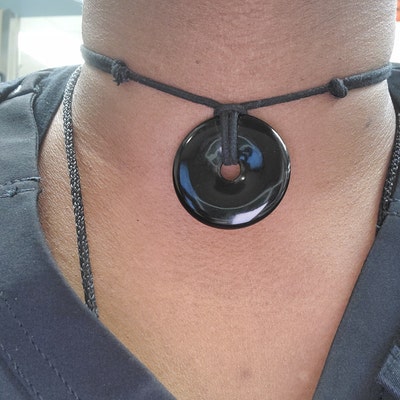 Black Obsidian Pi Stone, Pi Stone With Adjustable Cord - Etsy