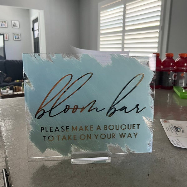 Flower Bar Sign | Bloom Bar Acrylic Sign | Bouquet Bar Tabletop Sign ...