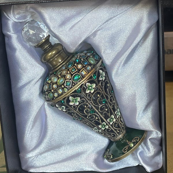 Vintage Cristiani Collezione Perfume Bottle With Crystals Glass Pewter ...