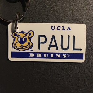 Personalized UCLA Bruins Keychain Plate Tag Machine Engraved College ...