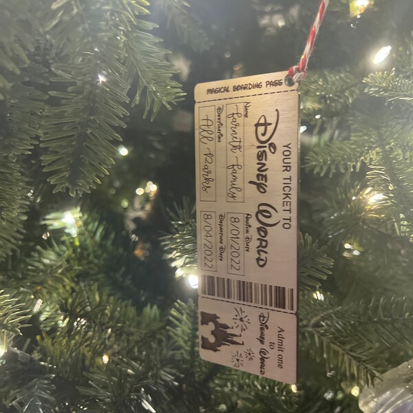 Personalized Disney Ticket Laser Cut Christmas Ornament | Custom ...