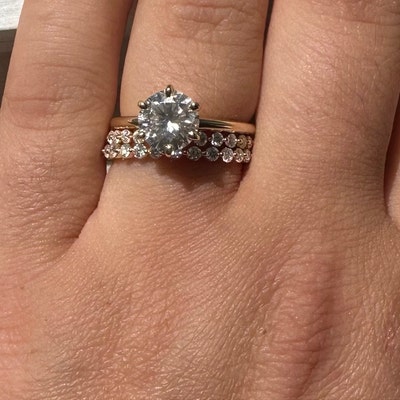 Open Wedding Band Colorless Moissanite Open Wedding Band Bubble Prong ...