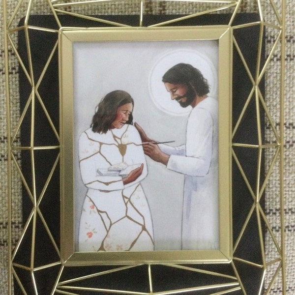 Kintsugi Christ Art Print: Japanese Golden Joinery - Etsy