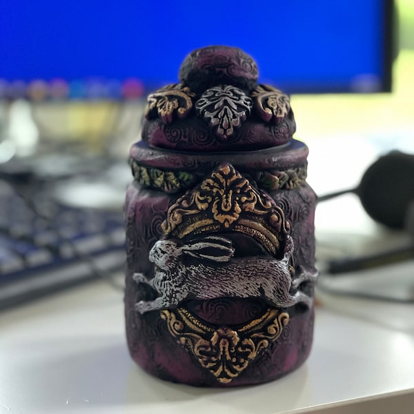 Rabbit Urn, Memorial Pet Urn, Small Keepsake Jar for Human Ashes ...