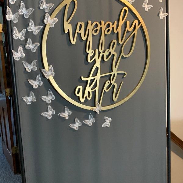 Happily Ever After Sign, Wedding Backdrop, Wedding Bar Sign, Bridal ...