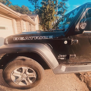 Custom Black Lettering Sticker Decal for Hood With an Outline Set of 2 ...