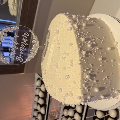 Pearl Acrylic Cake Topper Acrylic Wedding Cake Topper Pearl Cake Topper ...