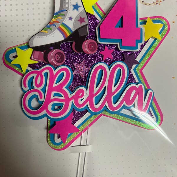 Roller Skates Neon Cake Topper, Rolling Skate Party, Skating Birthday ...