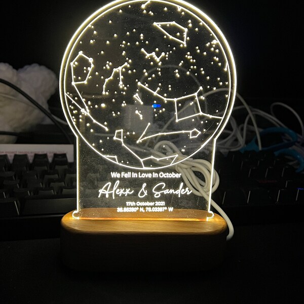 Star Map on Night Light - Personalized Constellation Map - Custom Night ...