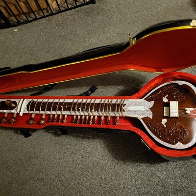 Sitar Indian Handcarved Left Hand Ravi Shankar Sitar 7 Main String 13 ...