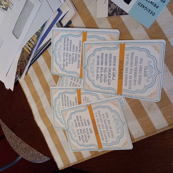 Jewish Prayer Cards Hebrew Blessings Translated Transliterated Family ...