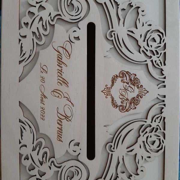 Personalized Wooden Envelope Box With Engraving Wedding Gift Box ...