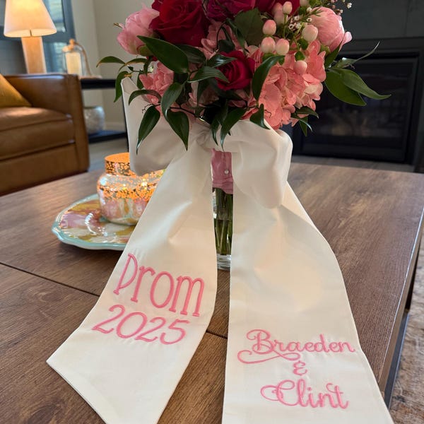 PROM Bouquet Sash With Name, Custom Prom Ribbon, Prom Bouquet Sash ...