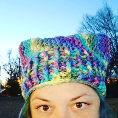 PATTERN PDF DOWNLOAD Crochet No-sew Square Cat Hat Adult - Etsy