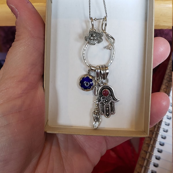 Unique Sterling Silver Charm Holder - Thick Organic Floral Vine Charm ...