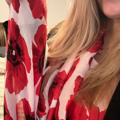 Super Soft Poppy Scarf With White Background - Etsy