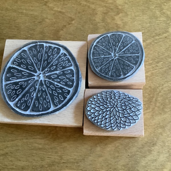Lemon Rubber Stamp, Stamps for Card Making, Citrus Stamp, Grapefruit ...