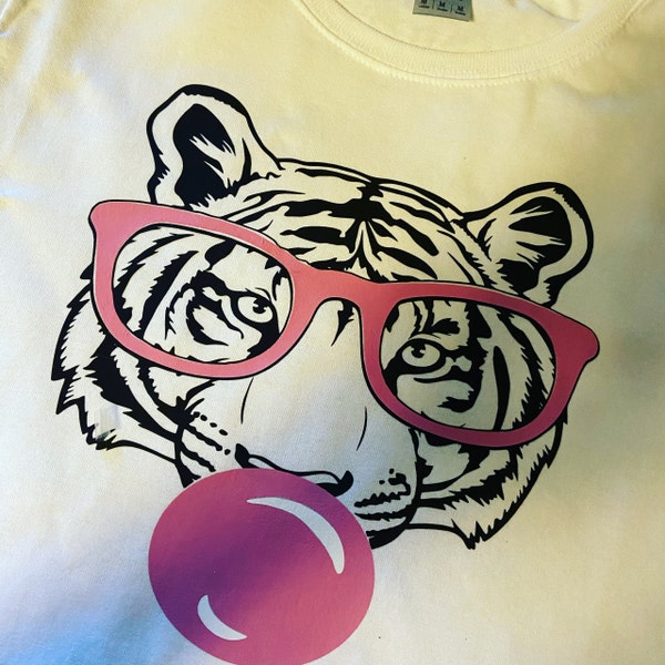 Tiger Svg, Tiger With Glasses Bubble Gum, Cricut, Funny Wild Animal ...