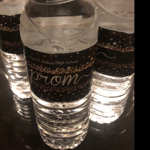 Prom Night Party - Water Bottle Labels - Junior Prom Party Ideas ...