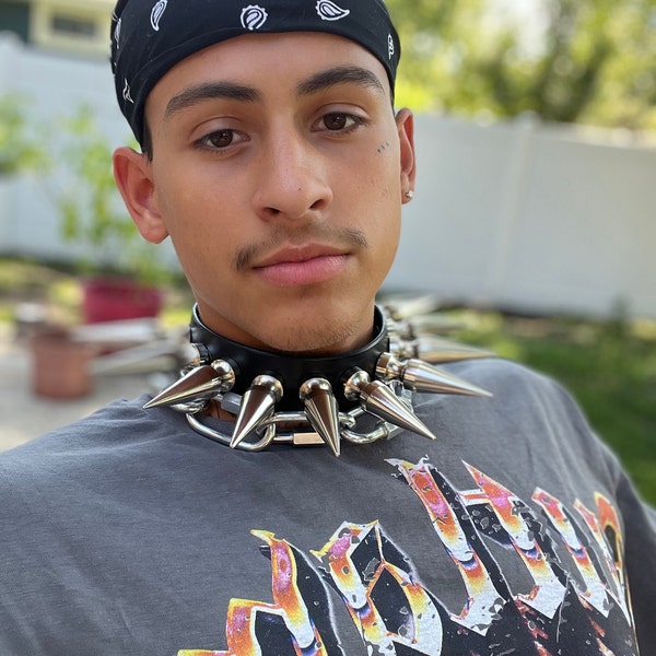 EURONYMOUS High-quality Handcrafted Giant Silver Spikes Choker - Etsy