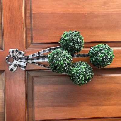 Greenery Sphere Door Hanger Boxwood Topiary Door Swag Topiary Balls ...