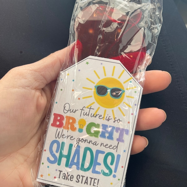 End of Year Class Sunglasses/shades Gift Tags, Your Future is so Bright ...