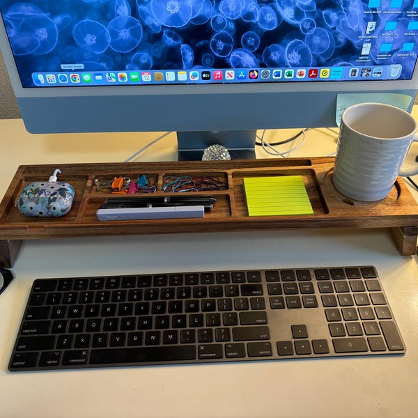 Wood Desk Organizer, Home Office Desk Organization, Tablet & Phone ...