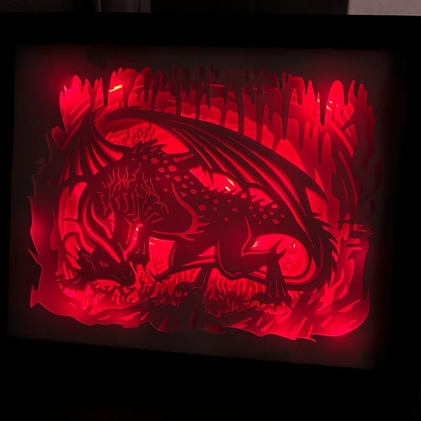 3d Dragon Silhouette, Shadow Box Templates, Paper Cut, Files for Cricut ...