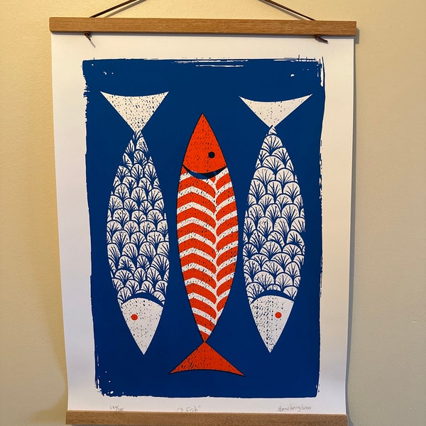 Screenprint Winter Cardinal Art Print Silkscreen Wall Art Snowy Trees ...