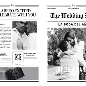 Canva Wedding Engagement Newspaper Template, Editable Newspaper Wedding ...