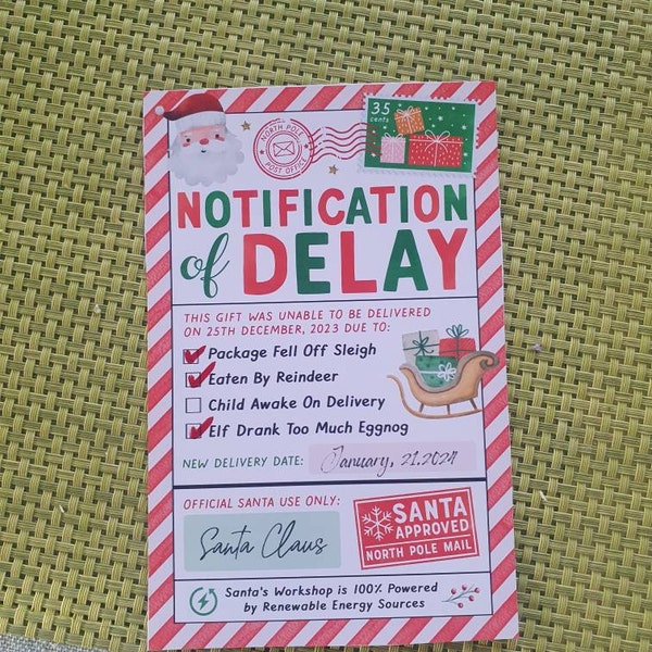 Late Christmas Gift Letter From Santa Editable Template, Delayed ...