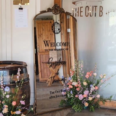 Large Custom Arched Vinyl Wedding Mirror Decal / Initials Name Label ...