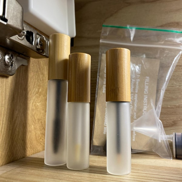 Empty Frosted Glass Mascara Tube - 8ml Bottle Spoolie Wand Bamboo ...