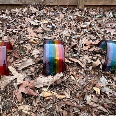 Rainbow Swizzle Sticks, Set of Six Fused Glass Cocktail Stirrers ...