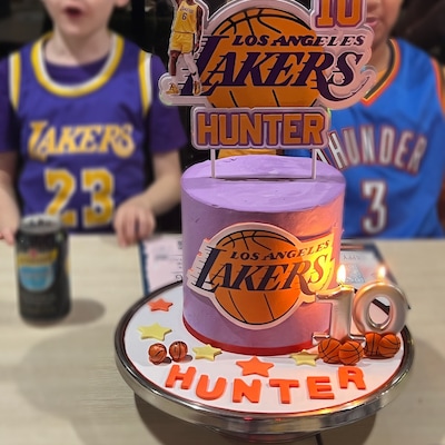 Inspired by Los Angeles Lakers NBA Team Cake Topper Personalised Cake ...