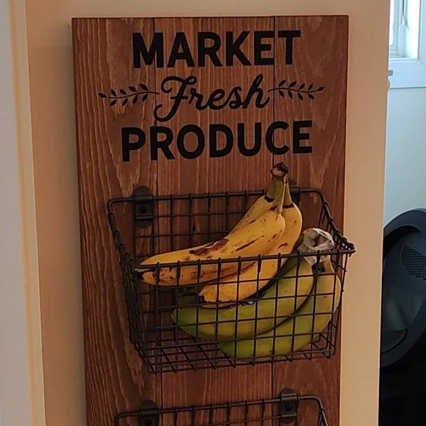 Fresh Produce Storage Wall Hang, Wooden Decor - Etsy