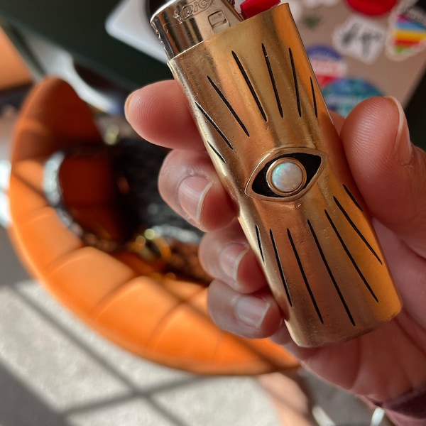 Vision Lighter Case With Opal // Evil Eye, All Seeing Eye, Brass ...