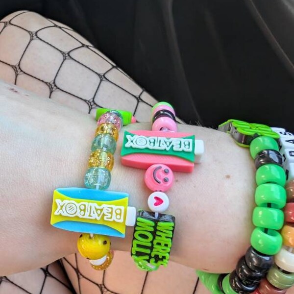 Kandi Rings Rave Trinkets Pony Bead Rings Custom Beads Custom Charms - Etsy