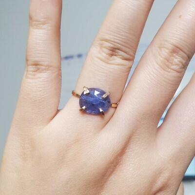 Tanzanite Slice Ring, Purple Tanzanite Ring, Unique Tanzanite Ring ...