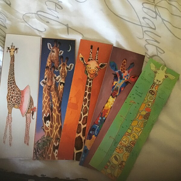 Whimsical Giraffe 5 Bookmark Set, Animal Lovers Gift Set, Book Lovers ...