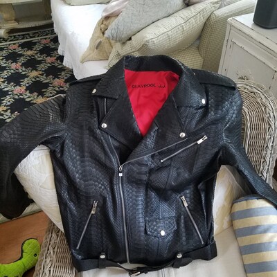 Matt Black Python Leather Biker Jacket Men, Leather Moto Jacket Men - Etsy