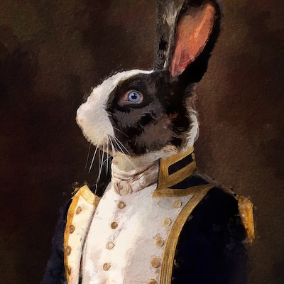 Custom Rabbit Portrait, Custom Pet Portrait, Bunny Portrait, Regal ...