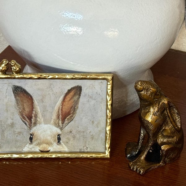 Easter Bunny Frame Tv Art, Spring Rabbit Painting, Vintage Spring Decor ...