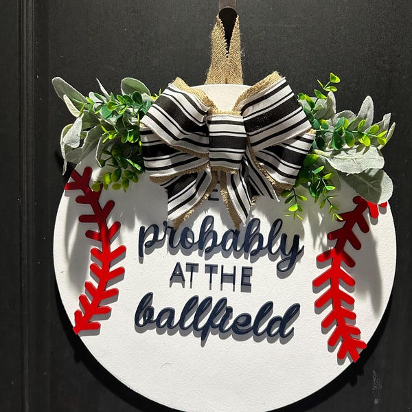 Baseball Door Hanger | Front Door Decor for Baseball Family | We're ...