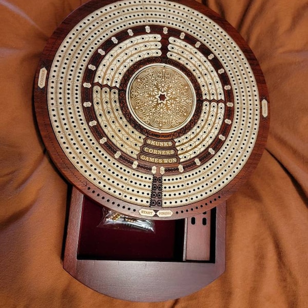Hexagonal Cribbage Board 11.5 for 4 Players 120 Points in Wood With ...