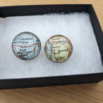 Map Cufflinks Custom Vintage Maps. Select Two Locations. Anywhere in ...