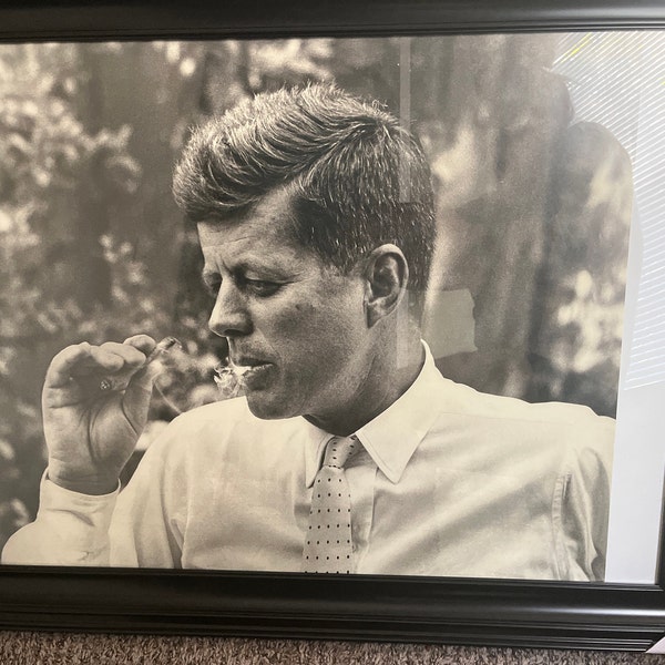 John F Kennedy Photo Jfk Poster Vintage Photograph President Cigar Room ...