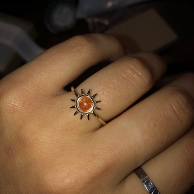 Gold Sun Ring, Sunstone Ring, Celestial Sun Ring, Tiny Sun Ring ...