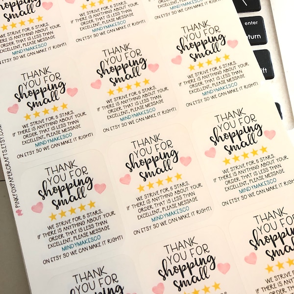Thank You for Shopping Small Review Reminder Sticker, Leave a Review ...
