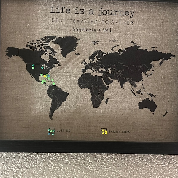 Life is A Journey Pushpin Travel Map • World Map Wall Art • Travel Map ...